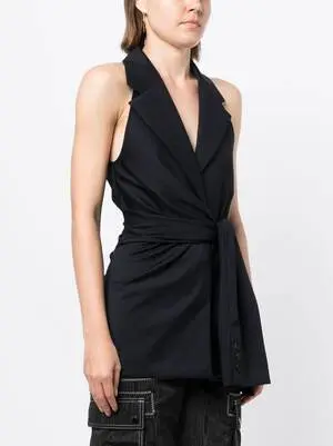 Goen.j Knot-detailed Sleeveless Blazer - Black