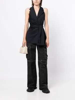 Goen.j Knotted Sleeveless Blazer - Blue