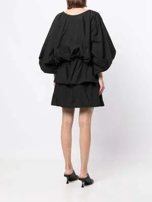 Goen.j Balloon Sleeve Poplin Mini Dress - Black