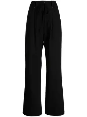 Goen.j Contrasting-panel Wide-leg Trousers - Black