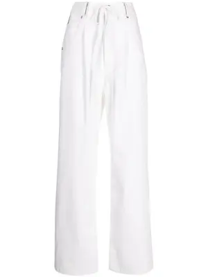 Goen.j Contrasting-panel Wide-leg Trousers - White