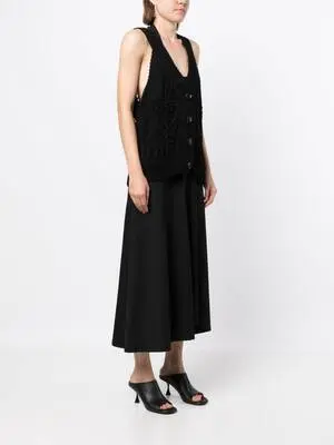 Goen.j Crochet-panel Layered Midi Dress