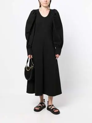 Goen.j Flared Puff-sleeve Ankle-length Dress - Black