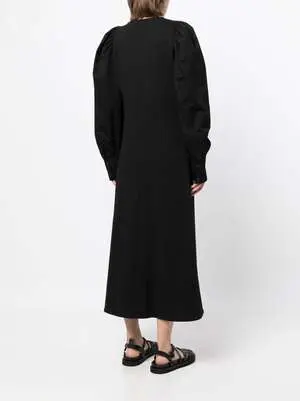 Goen.j Flared Puff-sleeve Ankle-length Dress - Black