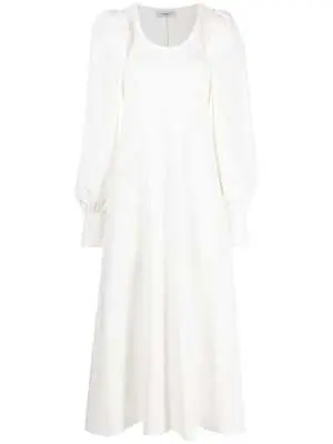 Goen.j Flared Puff-sleeve Dress - White