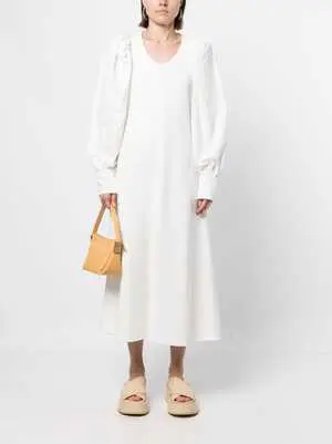 Goen.j Flared Puff-sleeve Dress - White