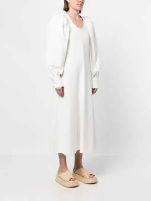 Goen.j Flared Puff-sleeve Dress - White