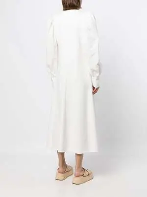 Goen.j Flared Puff-sleeve Dress - White