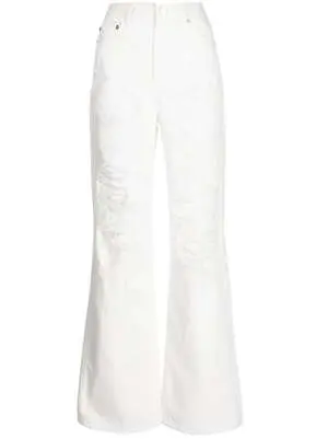 Goen.j Ripped High-rise Straight-leg Jeans - White