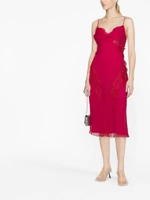 Alberta Ferretti Embroidered Silk Midi Dress