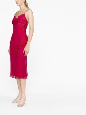 Alberta Ferretti Embroidered Silk Midi Dress