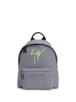 GIUSEPPE ZANOTTI Logo-print Striped Backpack - White
