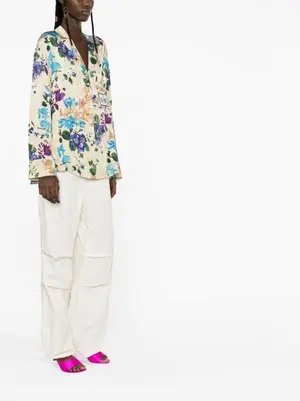 Off-White Floral Print Long-sleeve Shirt