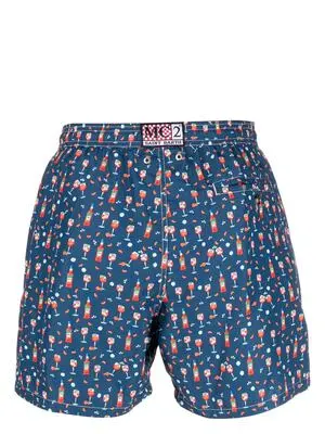 MC2 SAINT BARTH Graphic-print Swim Shorts - Blue