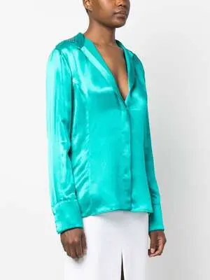 GENNY Stud-embellished Satin Shirt