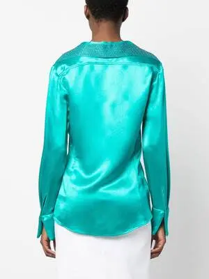 GENNY Stud-embellished Satin Shirt