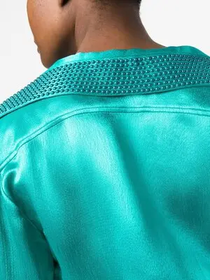 GENNY Stud-embellished Satin Shirt