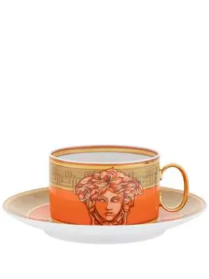 Versace Coin Medusa Cup And Saucer - Orange