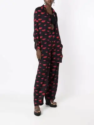 AMIR SLAMA Lips-motif Button-up Shirt - Black