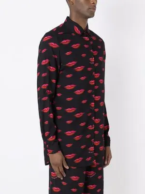 AMIR SLAMA Lips-motif Button-up Shirt - Black