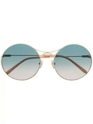 Chloé Logo-engraved Round-frame Sunglasses - Gold