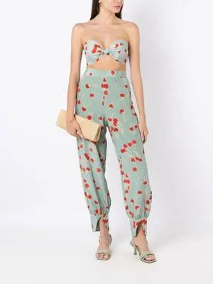 ADRIANA DEGREAS Cherry-print Crop Top