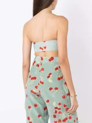 ADRIANA DEGREAS Cherry-print Crop Top