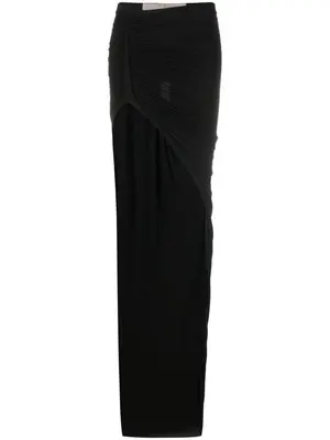 Rick Owens Asymmetric Maxi Skirt - Black