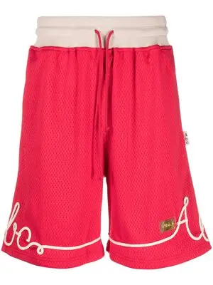 ADVISORY BOARD CRYSTALS Logo-appliqué Track Shorts - Red