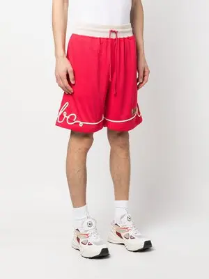 ADVISORY BOARD CRYSTALS Logo-appliqué Track Shorts - Red