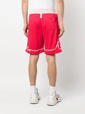 ADVISORY BOARD CRYSTALS Logo-appliqué Track Shorts - Red