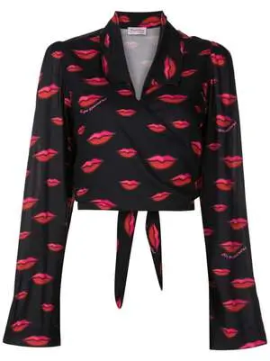 AMIR SLAMA Lips-print Shirt - Black