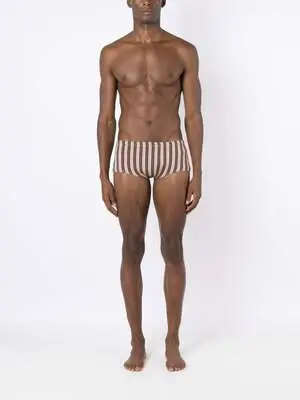 AMIR SLAMA Stripe-print Swimming Trunks - Brown