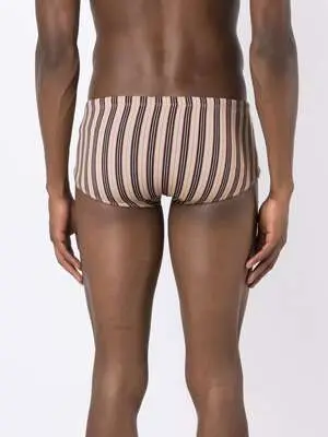 AMIR SLAMA Stripe-print Swimming Trunks - Brown