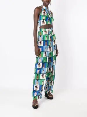 AMIR SLAMA Graphic-print Halterneck Top