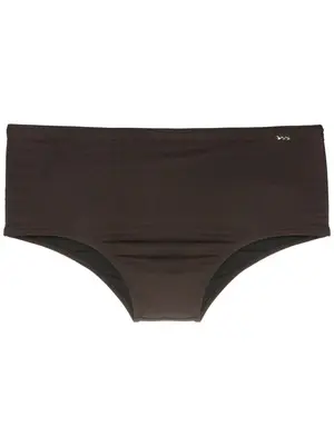 AMIR SLAMA Logo-plaque Swim Trunks - Brown