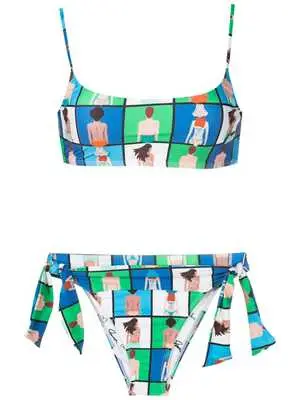 AMIR SLAMA Graphic-print Bikini Set - Multicolour