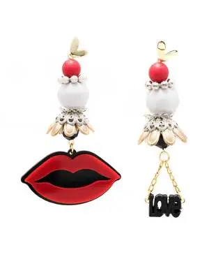 AMIR SLAMA Asymmetric Drop Earrings - Red