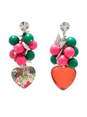 AMIR SLAMA Heart Charm Drop Earrings - Multicolour