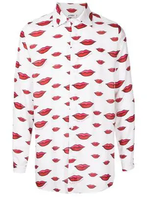 AMIR SLAMA Lips-motif Cotton Shirt White