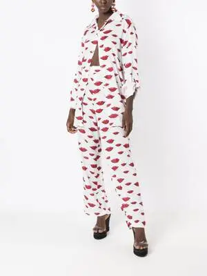 AMIR SLAMA Lips-motif Cotton Shirt - White