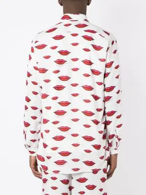 AMIR SLAMA Lips-motif Cotton Shirt - White