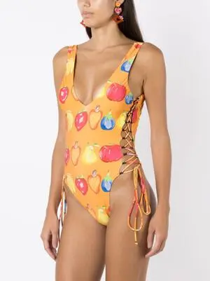 AMIR SLAMA Fruit-print Swimsuit