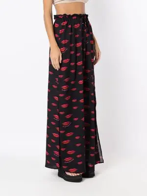 AMIR SLAMA Lip-print Maxi Skirt