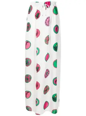 AMIR SLAMA Graphic-print Maxi Skirt - White