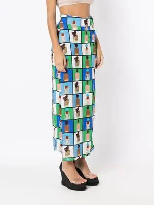 AMIR SLAMA Graphic-print Midi Skirt