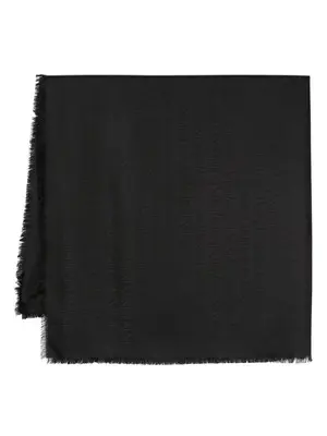 Saint Laurent Logo-jacquard Fringed Scarf - Black