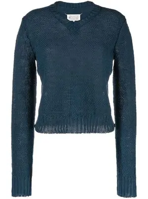 MAISON MARGIELA V-neck Basket-weave Jumper
