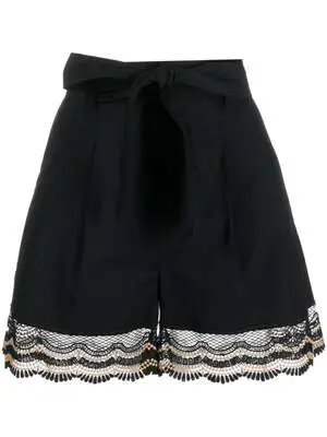 TWINSET Lace-trim Wide-leg Shorts