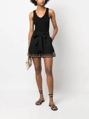 TWINSET Lace-trim Wide-leg Shorts